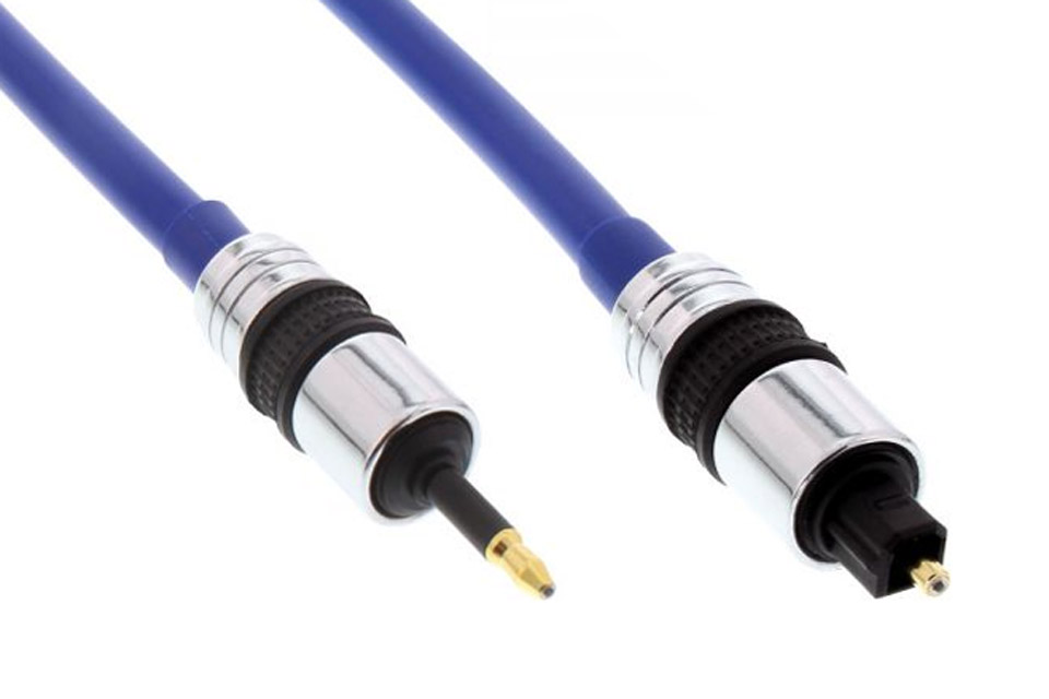 Mini toslink kabel, blå, 3.00 meter