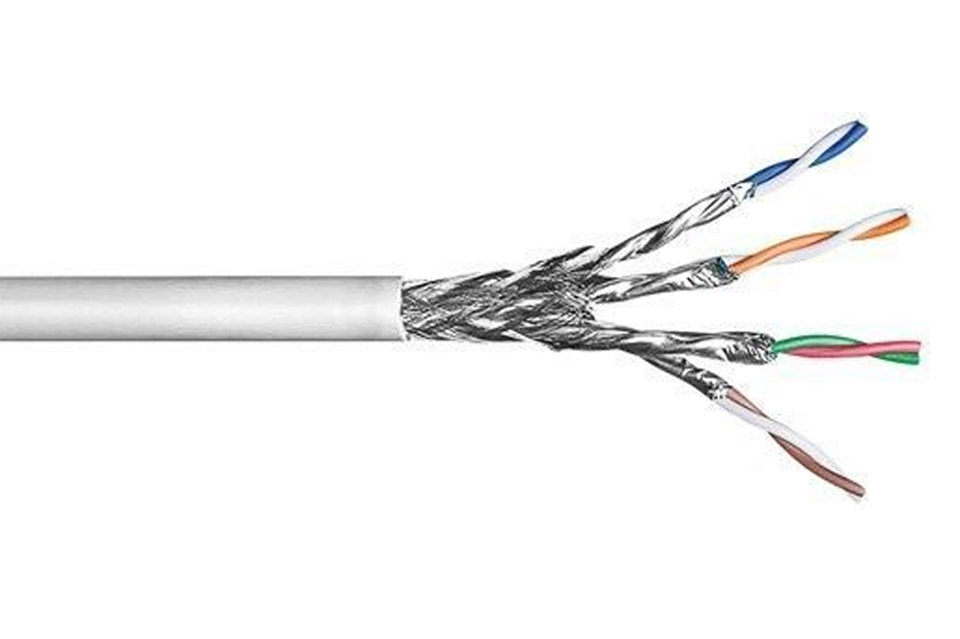 CAT 6 S/FTP network cable (4x2xAWG26/7, CCA), stranded, grey