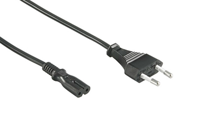 230V~ Power kabel m. Euro stik, sort