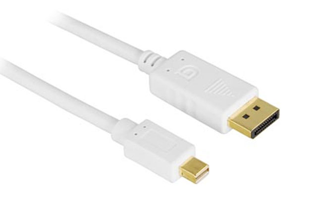 Displayport til Mini Displayport monitorkabel (hvid)